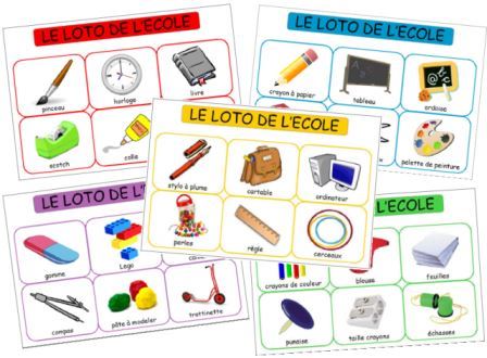 Le loto des objets de l'école